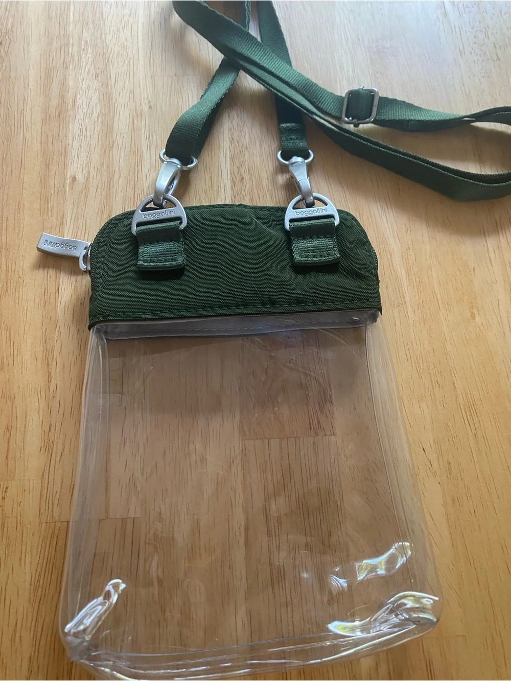 Baggallini | Bags | Baggallini Clear Crossbody Purse With Green Top 5x7 ...